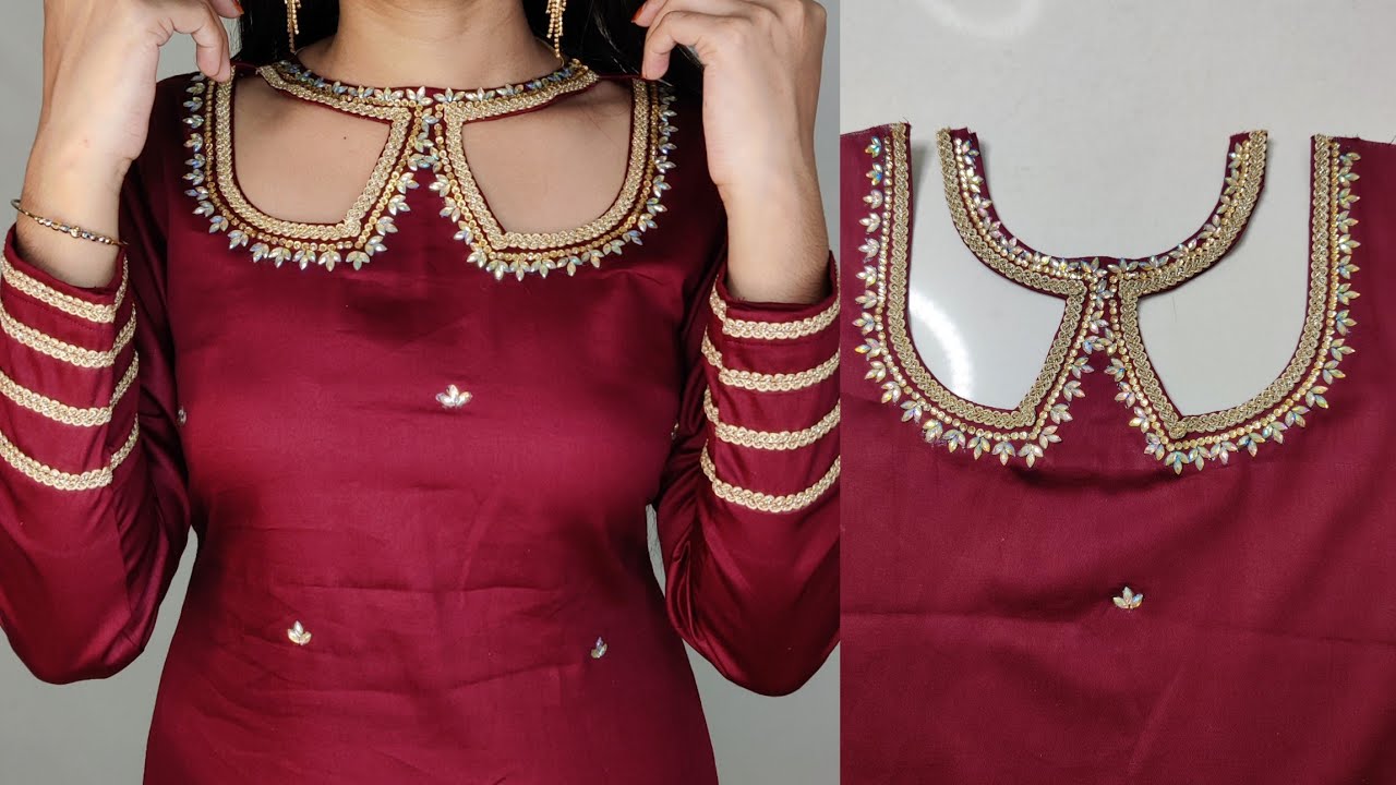Designer neck cutting and stitching/Pakistani neck design cutting/New ...