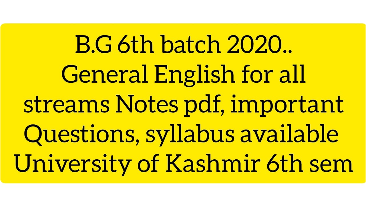 6th sem English for all notes Syllabus imp questions available # ...