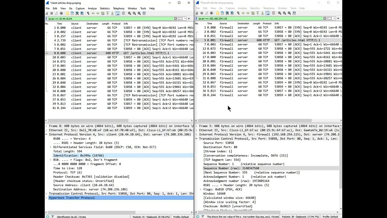 Wireshark packet analysis with 2 traces - YouTube