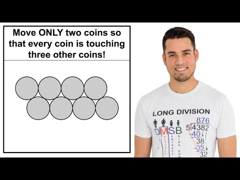 Move ONLY two coins so each coin touches three others!! - YouTube