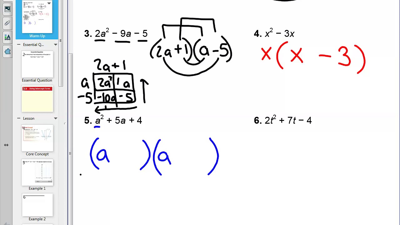 Alg 1AB Sec 8 5 wm up Factoring - YouTube