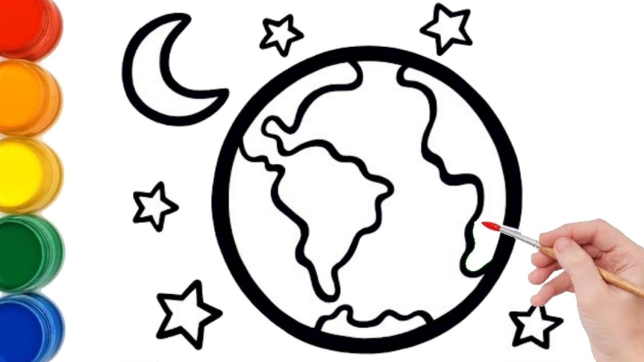 Drawing and Coloring Earth for Kids And Toddlers | Draw Dolls Tv - YouTube