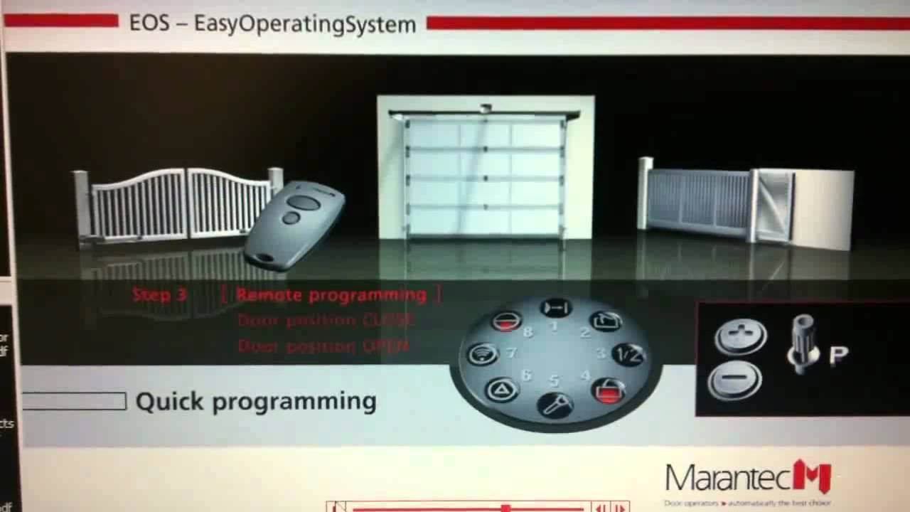 Marantec EOS Quick Programming Open Closed limits & Remote Control - YouTube