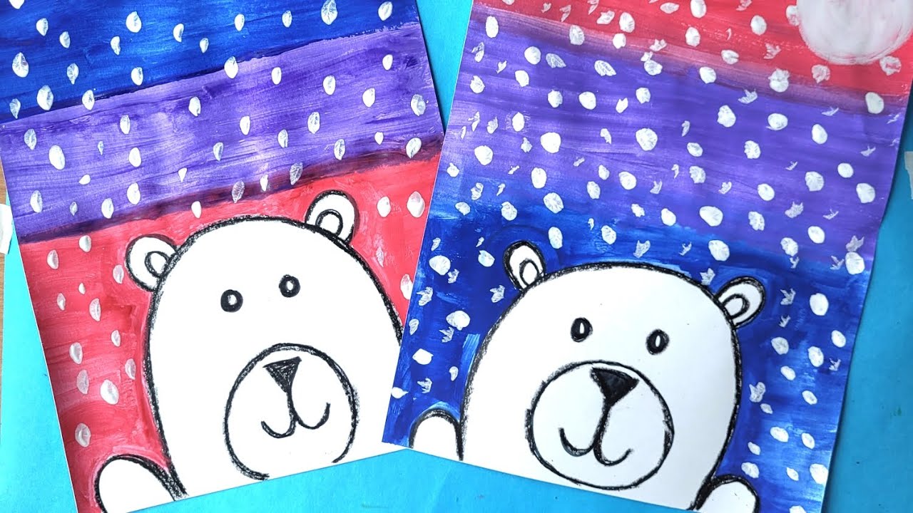 How to draw and paint a polar bear in the snow @artmakeslifemeri - YouTube