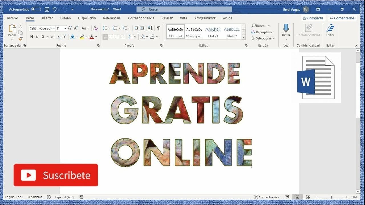 Crea un Texto con imagen de relleno en WORD - YouTube