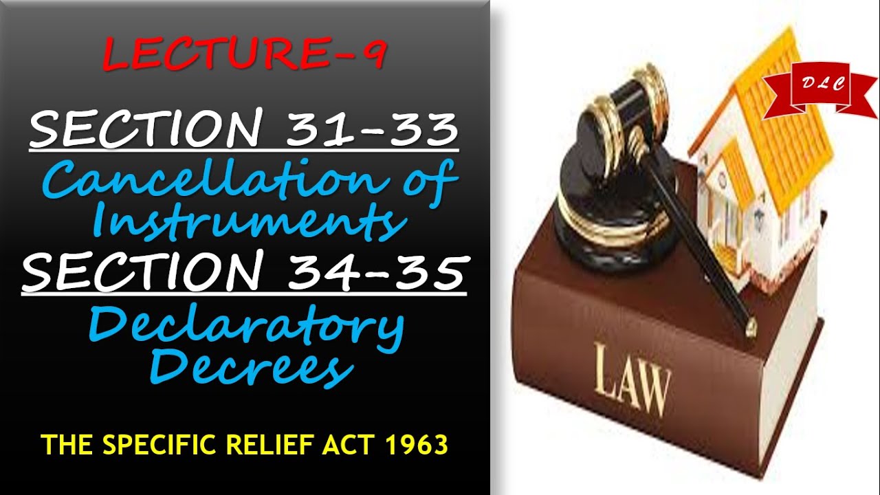 The Specific Relief Act 1963 | Lecture 9 | Cancellation | Declaratory ...