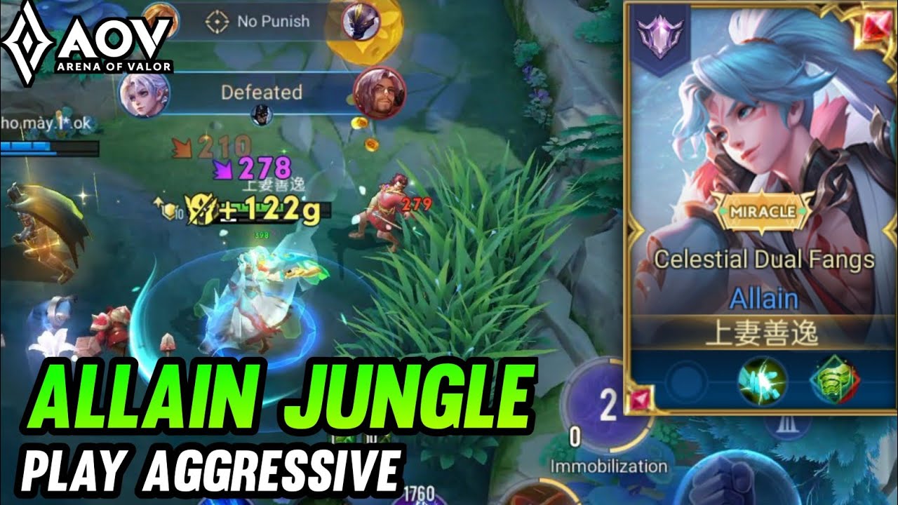 ALLAIN CELESTIAL JUNGLE GAMEPLAY | PLAY AGRESIF - ARENA OF VALOR ...
