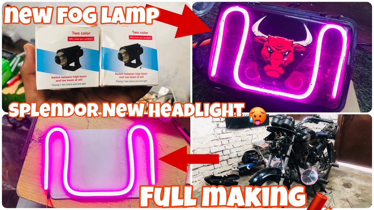 New Splendor Headlight 🥵 || Full modification and making || New Fog ...