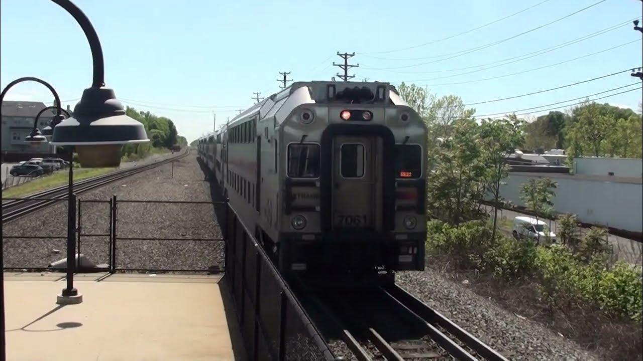 NJTR MultiLevel II Cab Car 7061 Leads NJ Transit Train 5522 East in and out of Union, NJ 05/18 ...