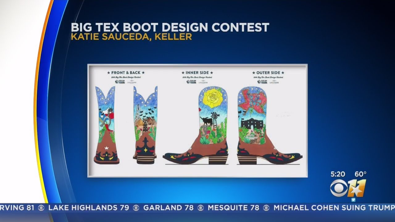 Winner Of 2019 Big Tex Boot Design Contest Chosen - YouTube