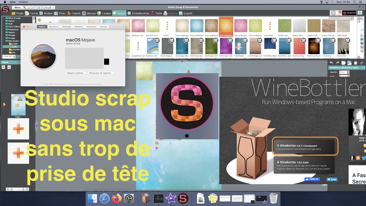 Studio Scrap 8 sur Mac OS Mojave avec WineBottler 4 - YouTube