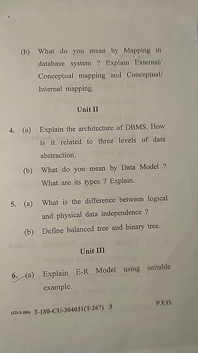 BCA 3rd semester 2023 database system questions pepar (gurugram ...