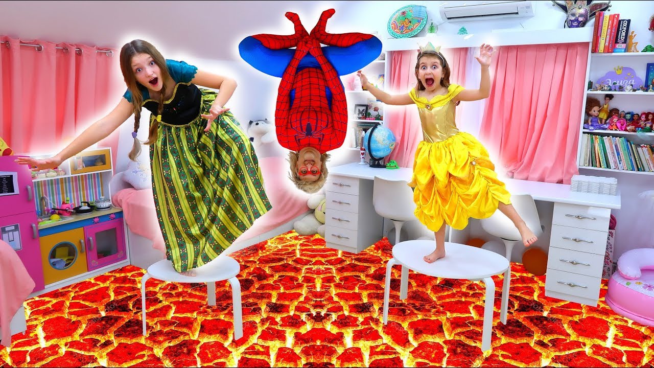 The Floor is Lava story with Princesses | Super Elsa - YouTube
