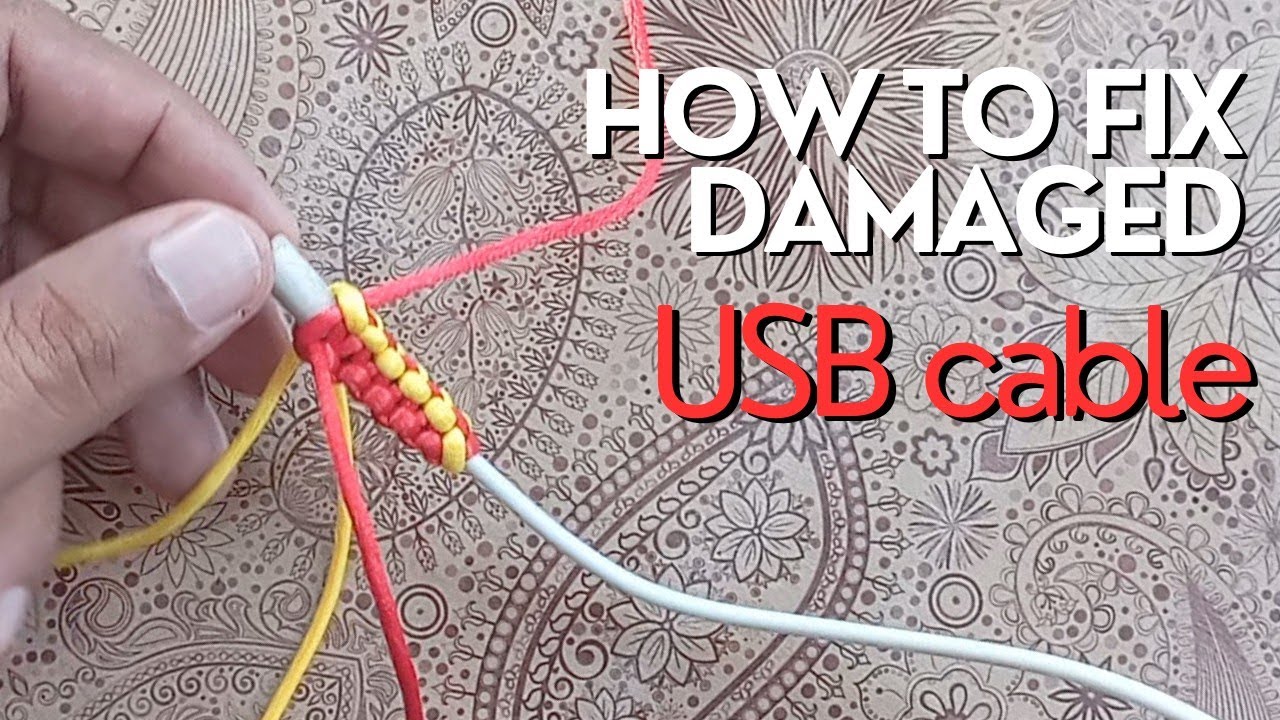 How to protect usb charging/data cable using string - YouTube