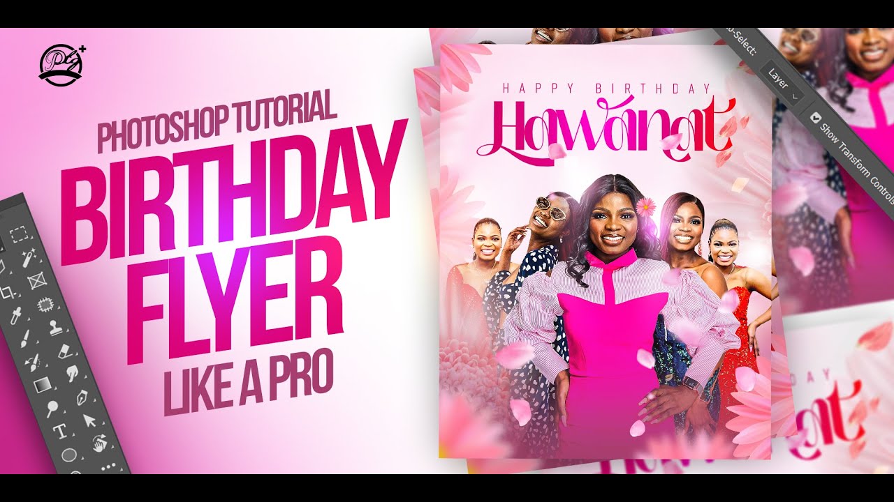 LEARN HOW TO DESIGN A PINK BIRTHDAY FLYER IN 4 MINUTES - YouTube