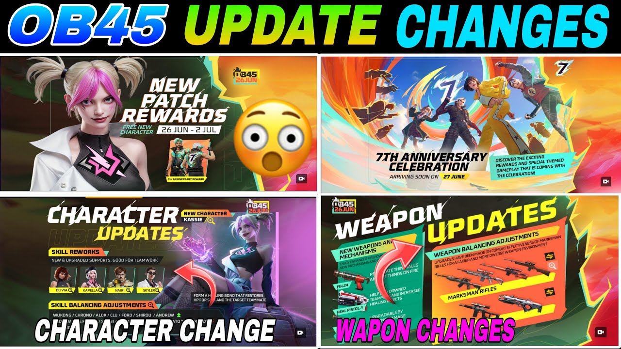 OB45 UPDATE FREE FIRE | OB45 UPDATE CHANGES l FREE FIRE NEW EVENT - YouTube