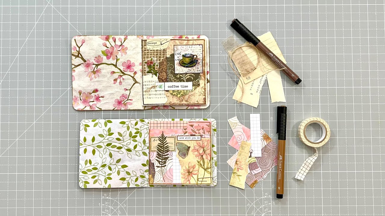 Mini Collage Journals 🌸 Decorating Pages #1 - YouTube