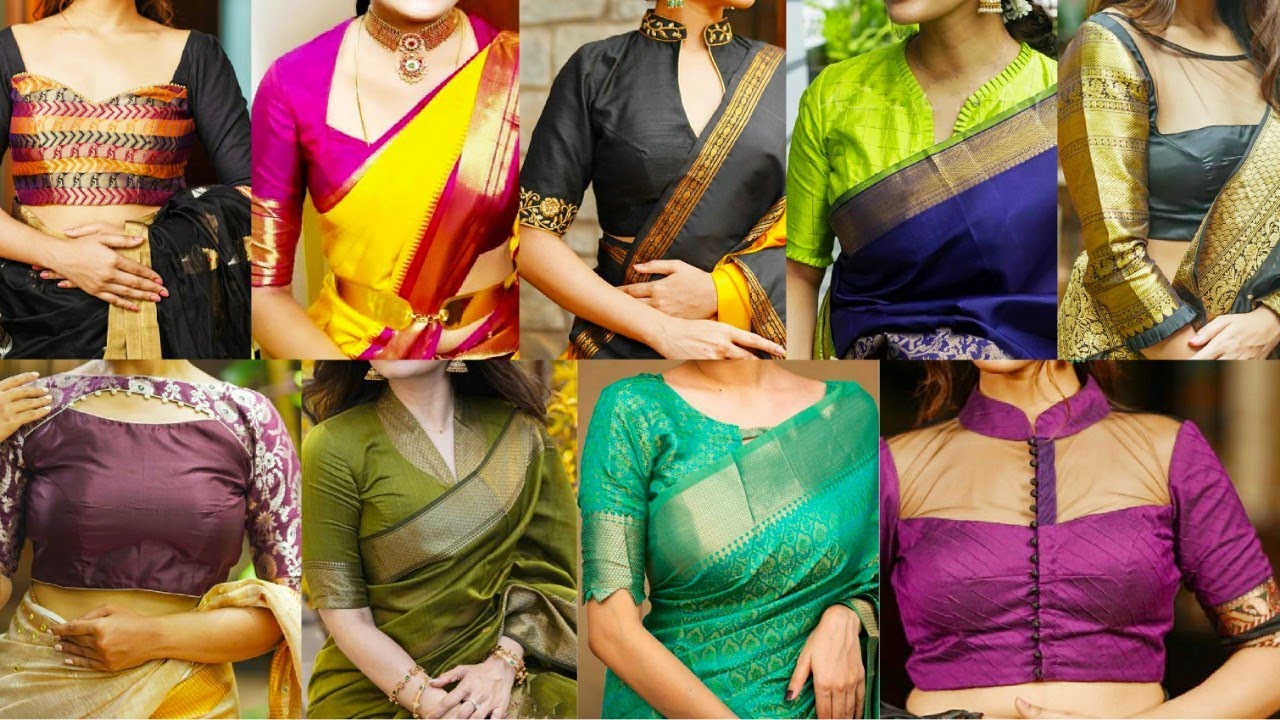 Blouse Front Neck Designs For Pattu Sarees🤩 Simple Front Neck Ideas ...
