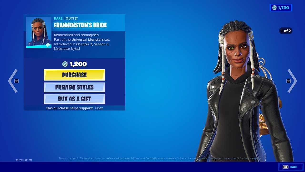 New Frankenstein's Bride Skin (Fortnite Battle Royale) (Item Shop 10/29 ...