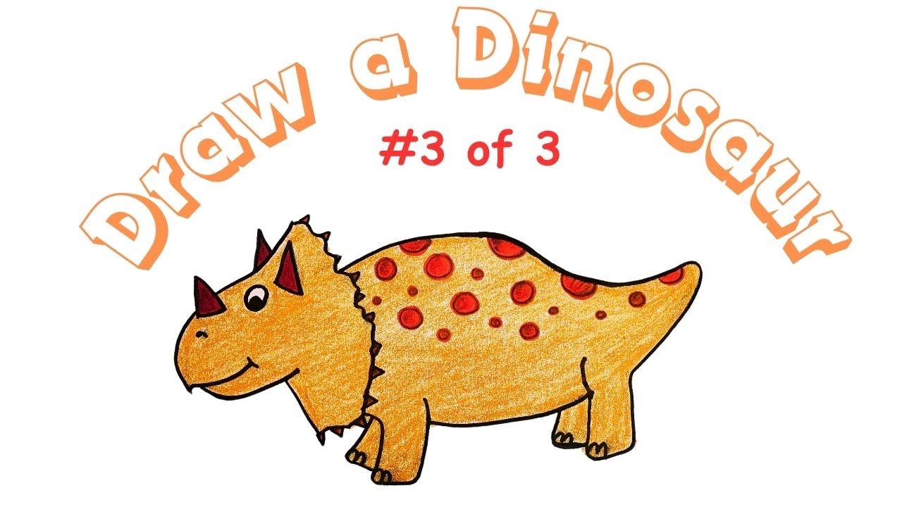 Directed Draw - Dinosaur, Triceratops step by step for kids - YouTube