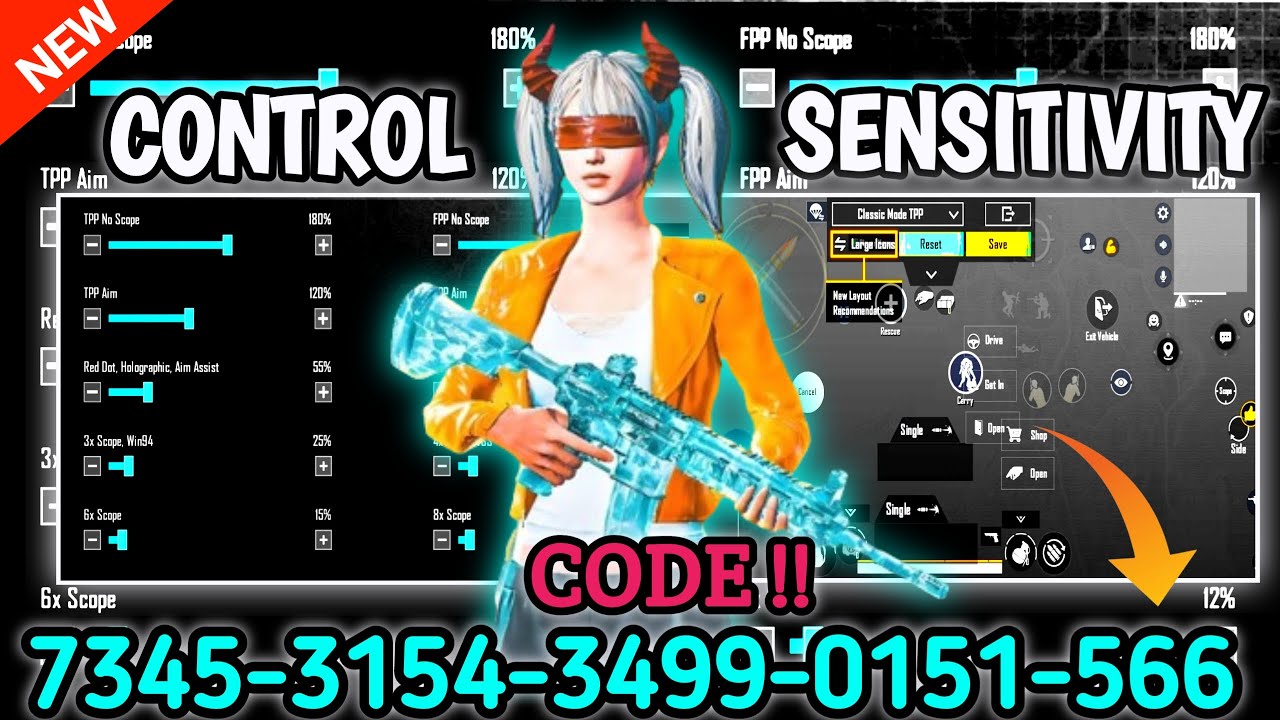 NEW UPDATE 3.1 ⚡ BEST SENSITIVITY CODE + CONTROL SETTINGS PUBG MOBILE ...