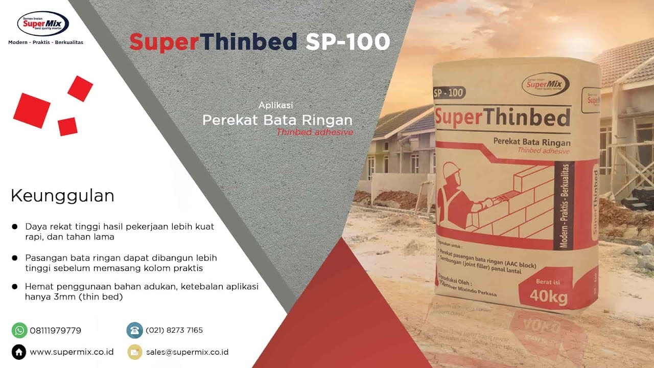 Mortar Bata Ringan SuperThinbed SP 100, Kualitas Premium & Harga ...