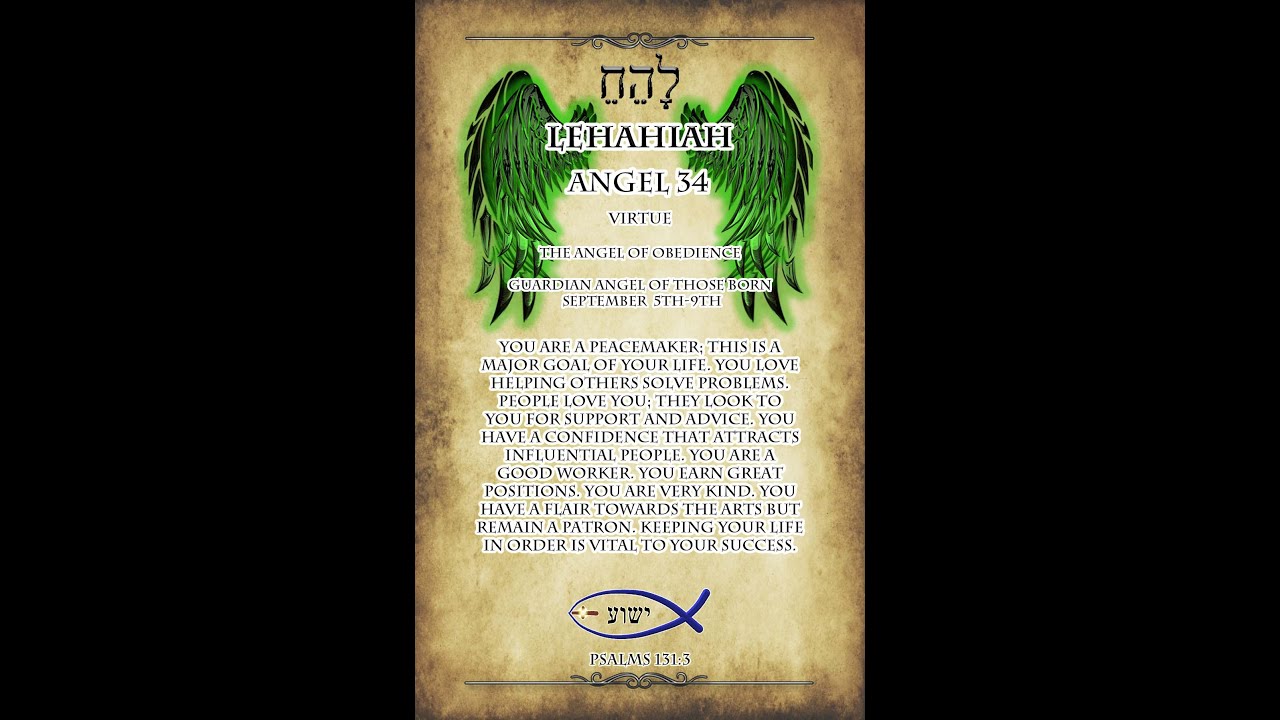 Here is the Guardian Angel of the day! Lehahiah, the 34th name of God ...