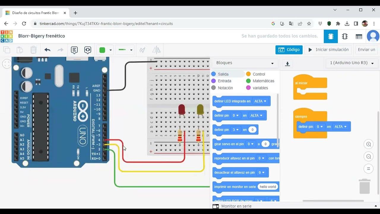 CIRCUITO Y PROGRAMACION SEMAFORO (TINKERCAD Y ARDUINO) - YouTube