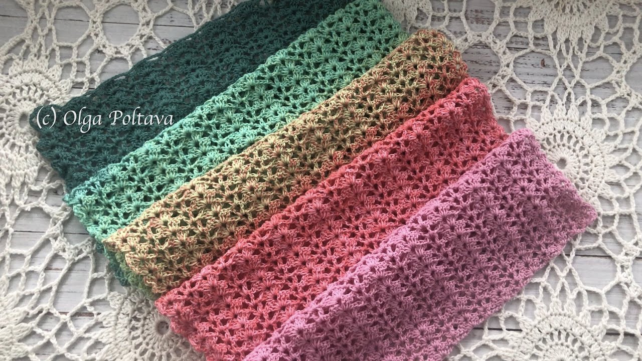 How to Crochet EASY Lacy Scarf with Shells and V-stitches, Hobbii ...