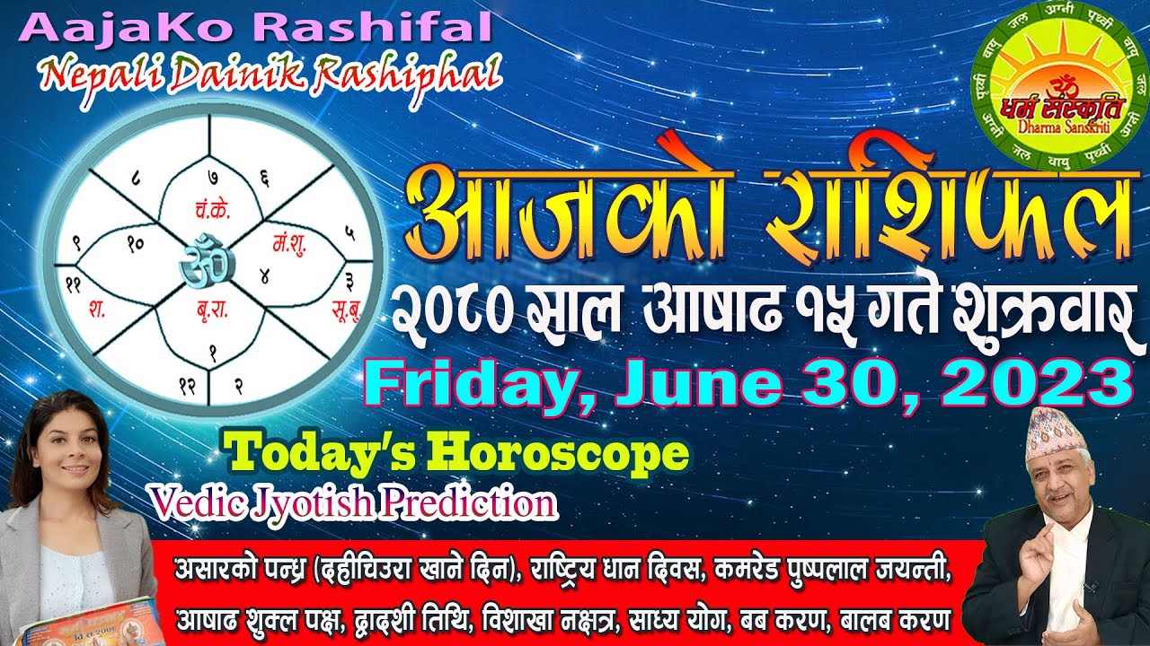 आजको राशिफल | २०८० साल आषाढ १५ गते शुक्रवार | June 30 2023 | 2080 Ashad ...