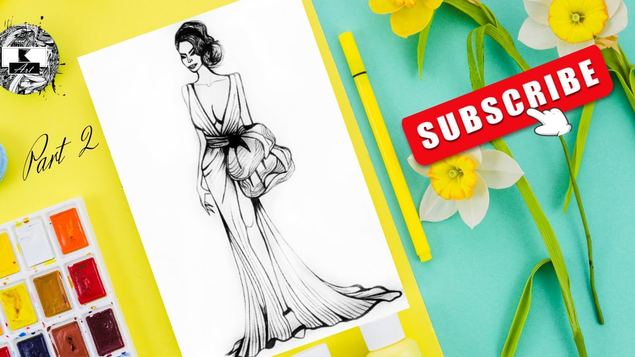 How to Draw Easy girl with Beautiful dress || Pencil Sketch for ...