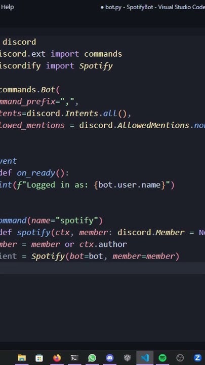 How To Add Epic Spotify Command In Your Discord Bot Using Python Coding Discordpy Code