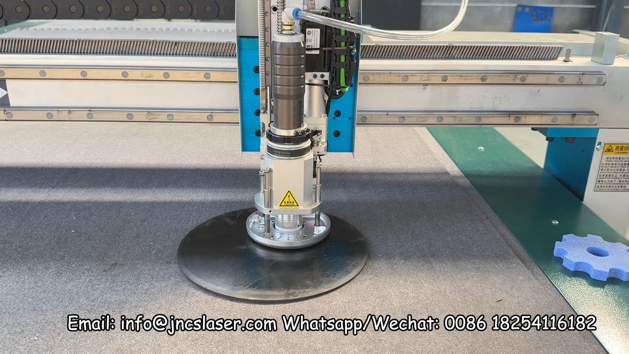cnc pneumatic knife cutting machine rubber gasket cutting - YouTube