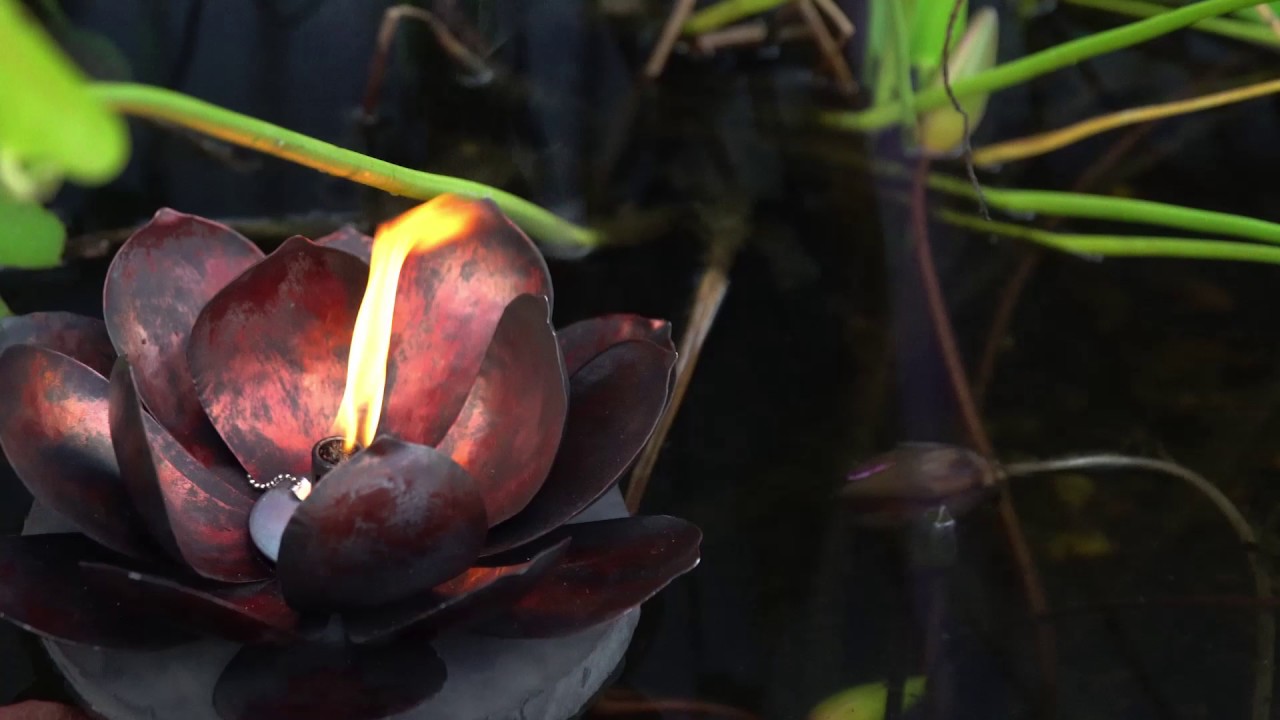TotalPond® Metal Floating Lotus Torch - YouTube