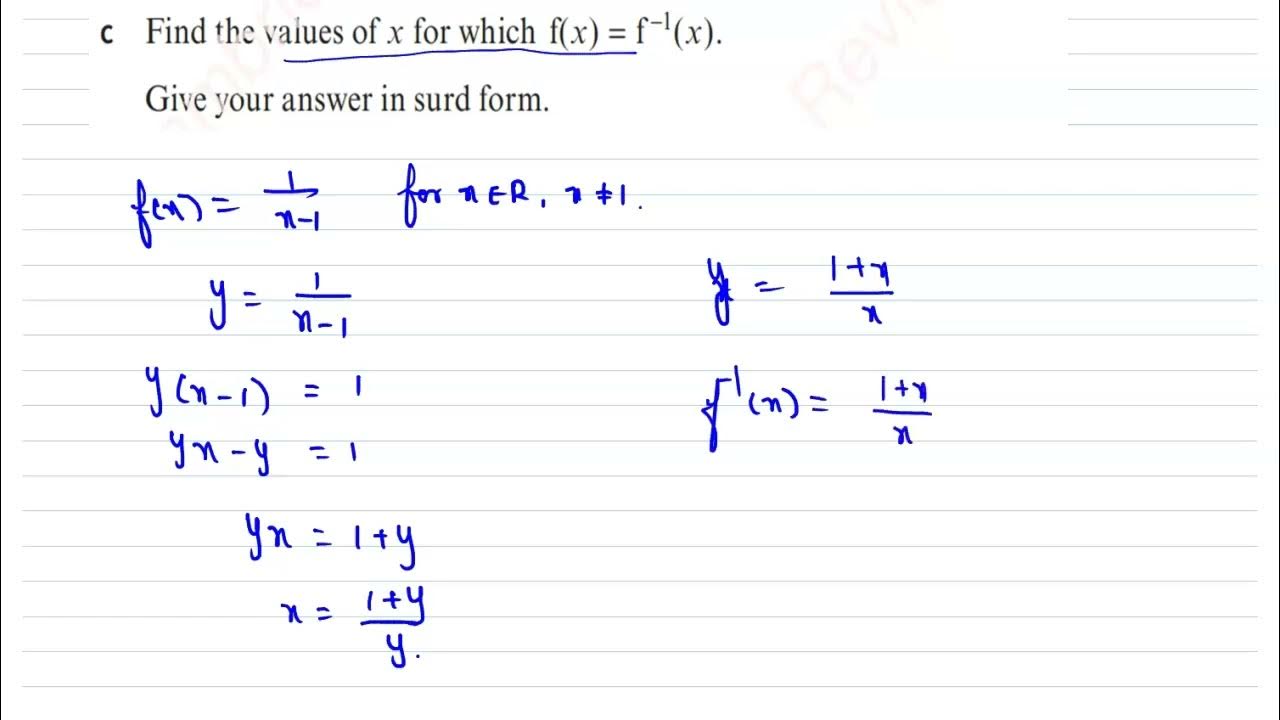 Cambridge AS and A level#Chapter 2#Inverse functions#Exercise 2C(14)# ...
