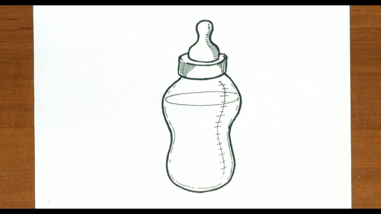 How To Draw BABY MILK BOTTLE Step by Step - YouTube