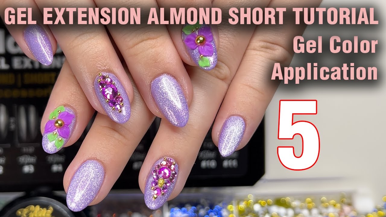Gel Extension Almond Short Tutorial - Gel Color Application - 5 - How ...