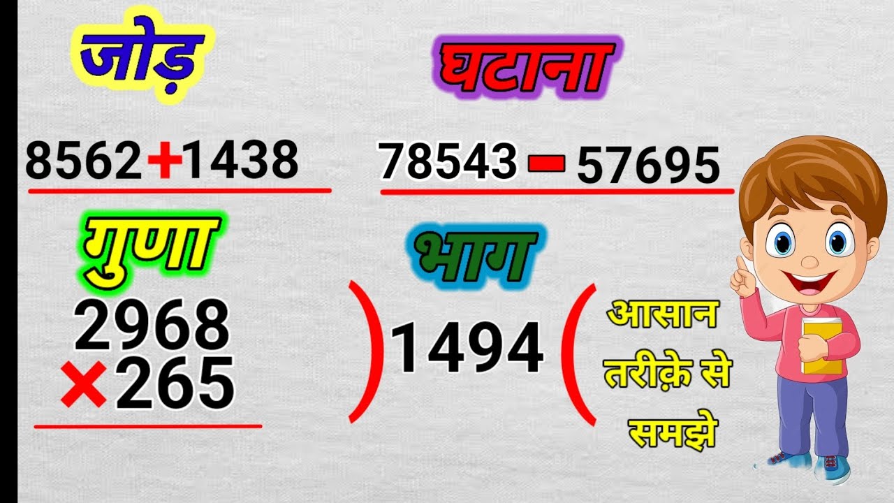 Addition subtraction multiply divide | jod ghatana guna bhag ofr kids ...