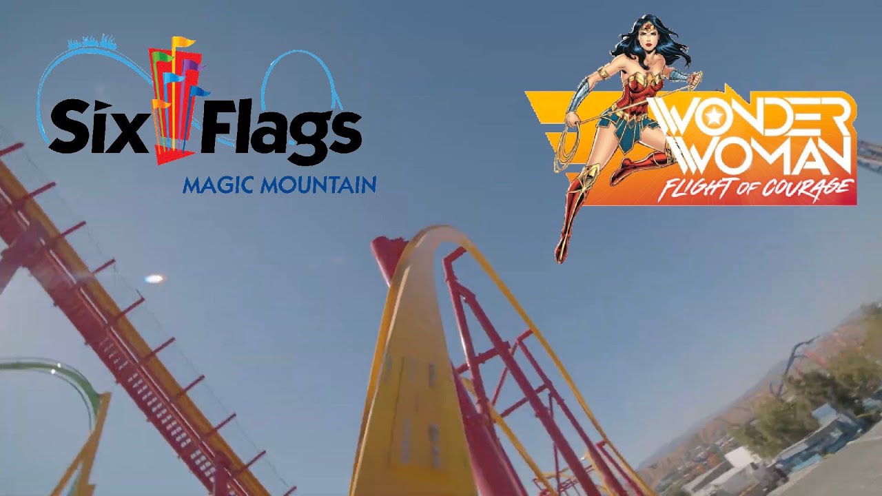Wonder Woman Flight of Courage Official Front Row POV | Six Flags Magic ...