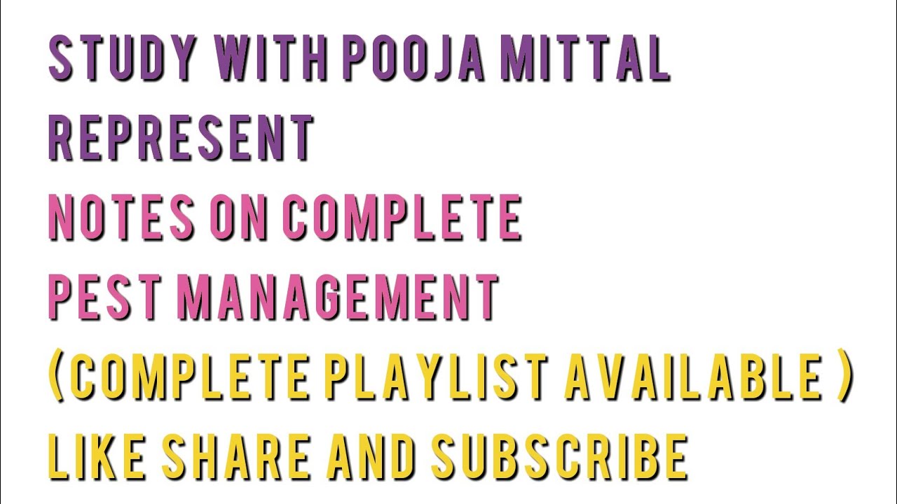 Complete Written notes on Pest management ( BSc medical final year ...