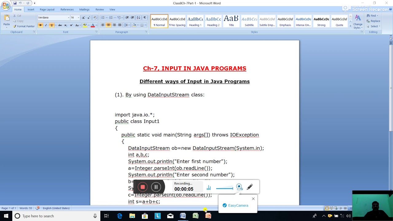 Date-19/10/2020. Class-8. Computer Applications. Ch-7. Input in Java ...