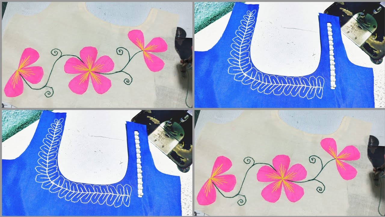 2 Different Types of Hand Embroidery Neck Designs|beautiful Hand ...