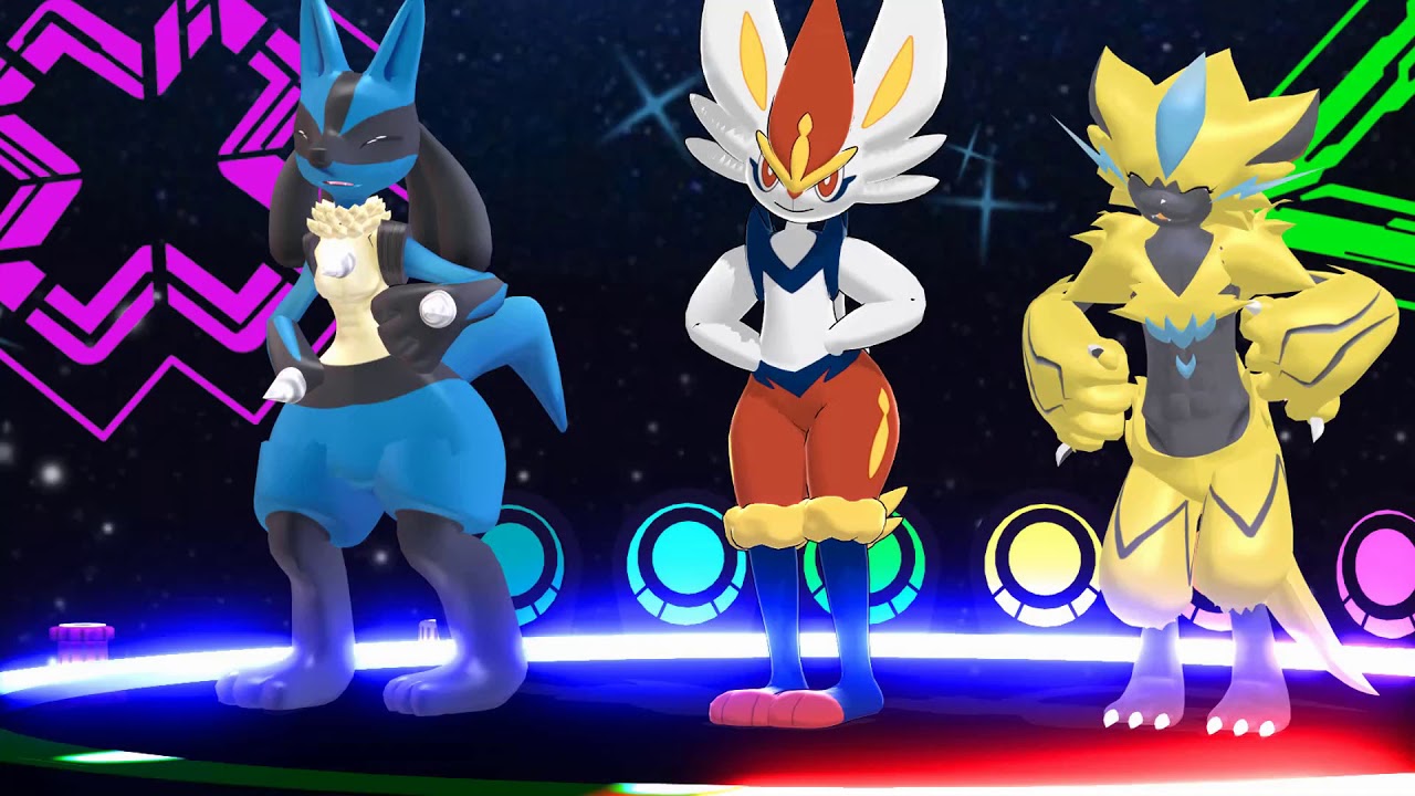 MMD Pokemon(Lucario,Cinderace,Zeraora) Ochame Kinou 🎶 - YouTube