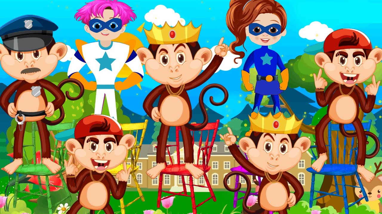 5 Little Monkeys Jumping on the Bed! | Five Little Monkey Nursery ...