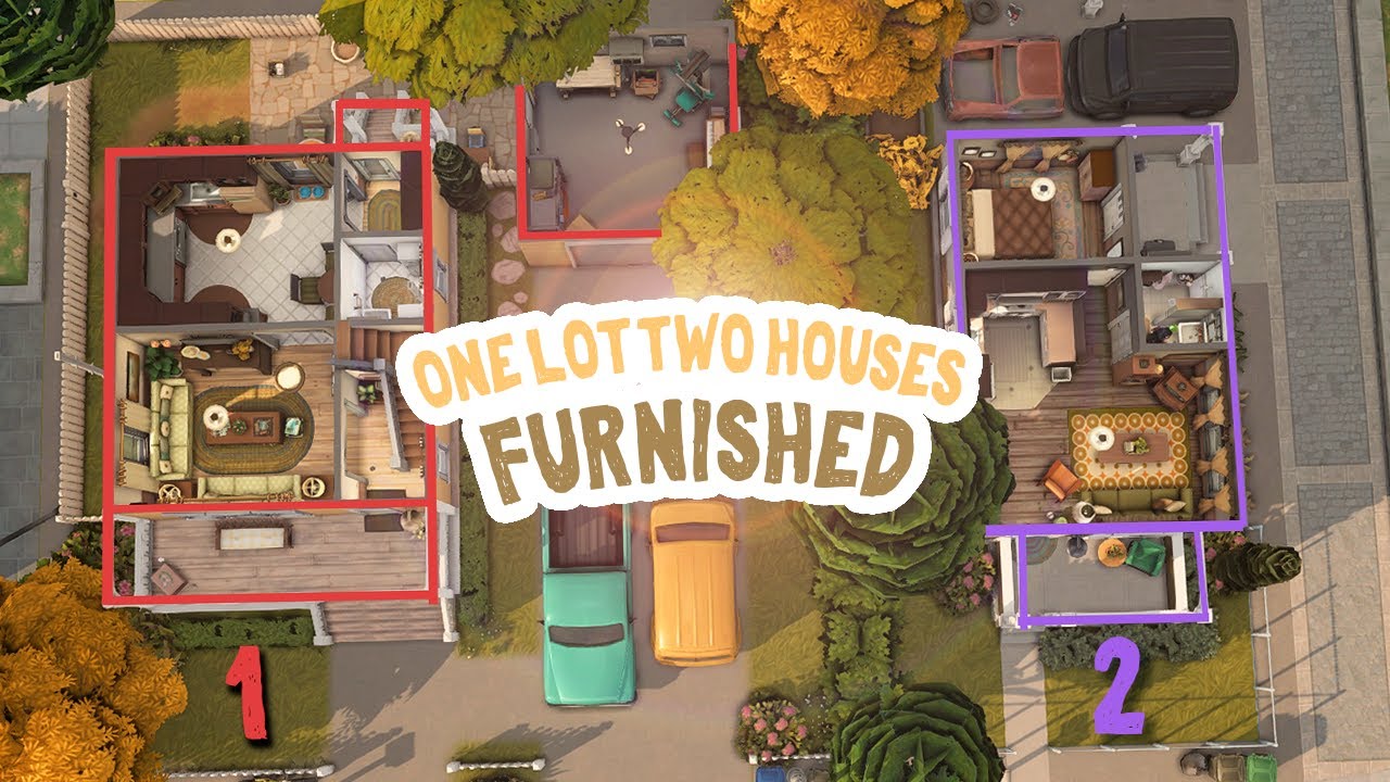 One Lot Two Houses (FURNISHED) 💛 The Sims 4: Speed Build - YouTube