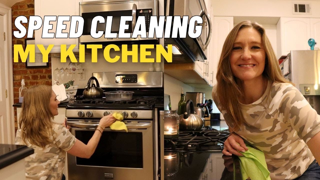 SPEED CLEAN MY KITCHEN With Me! #speedcleaning - YouTube