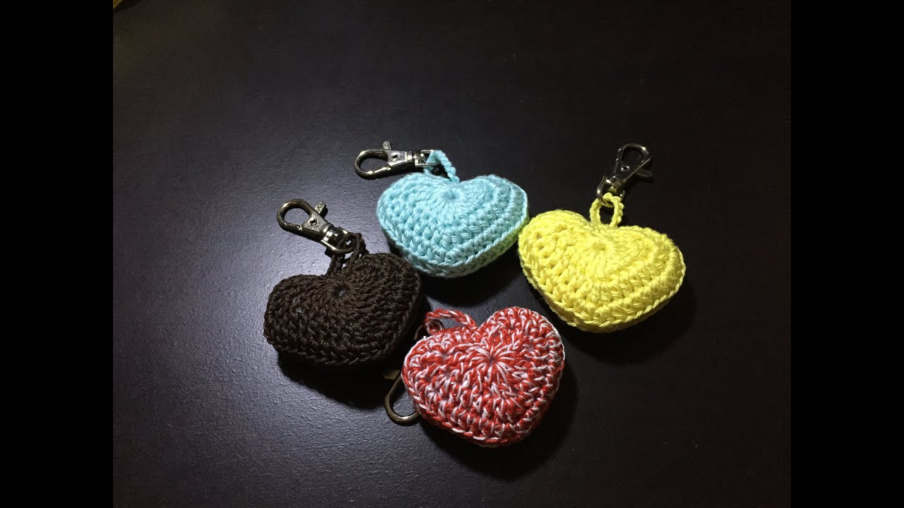 Tuto coeur porte clé au crochet - YouTube