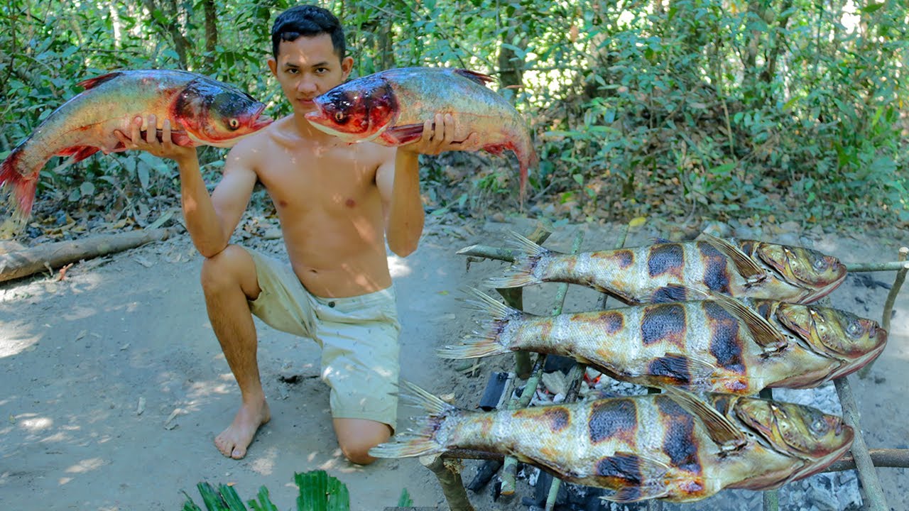 Roasted Yummy Big Fish Eating Delicious with Mango Sauce - YouTube