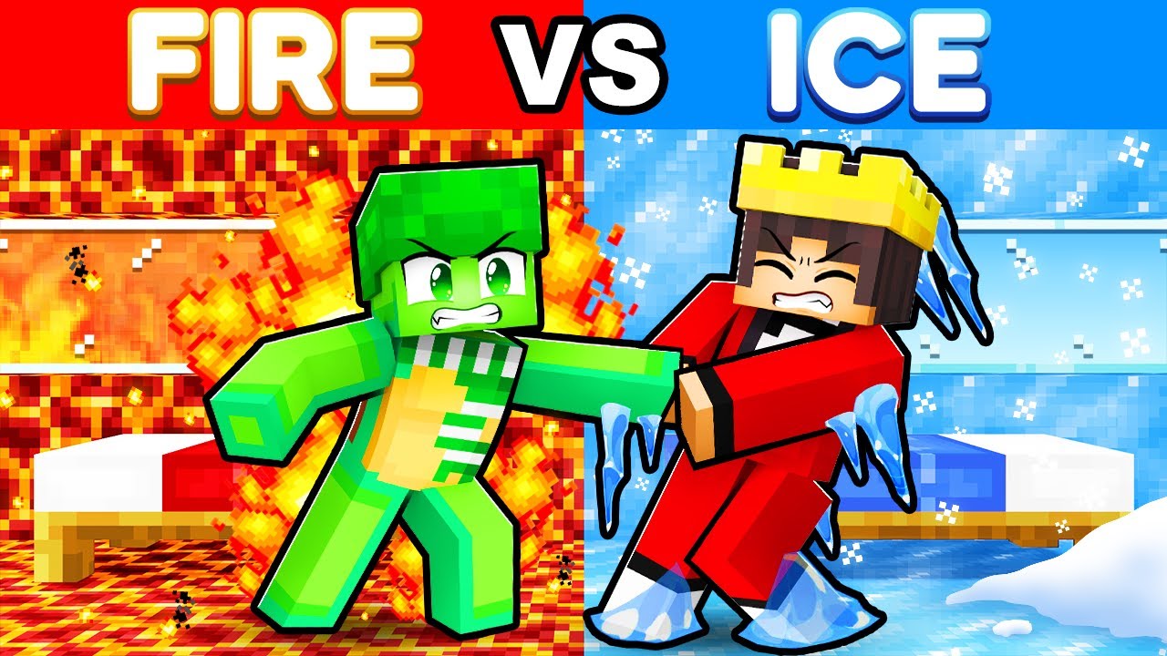 FIRE vs ICE House Build Battle in Minecraft! - YouTube