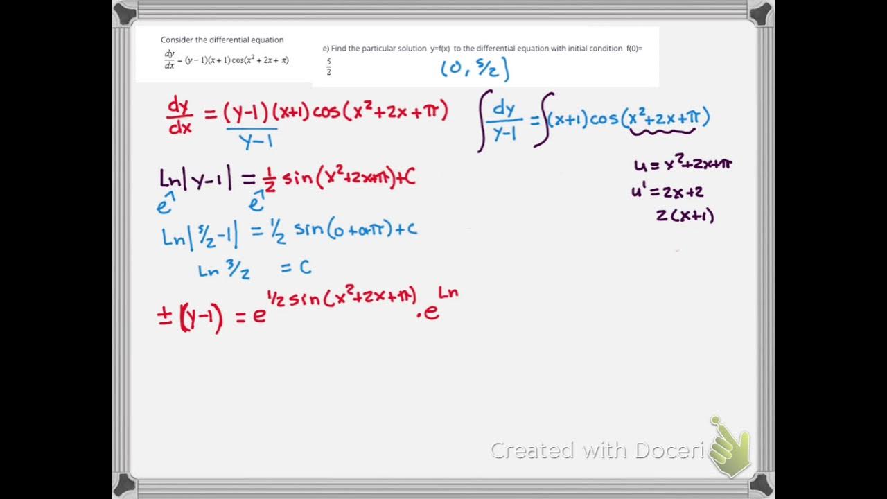 q11e solving separable diff eq - YouTube